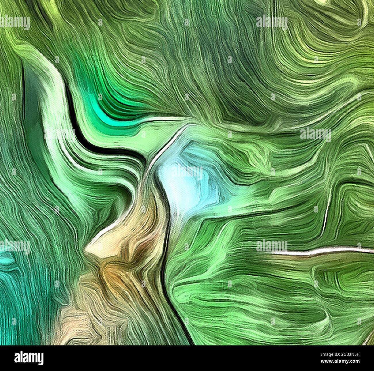 Fluid lines of green color movement. 3D rendering Stock Photo - Alamy
