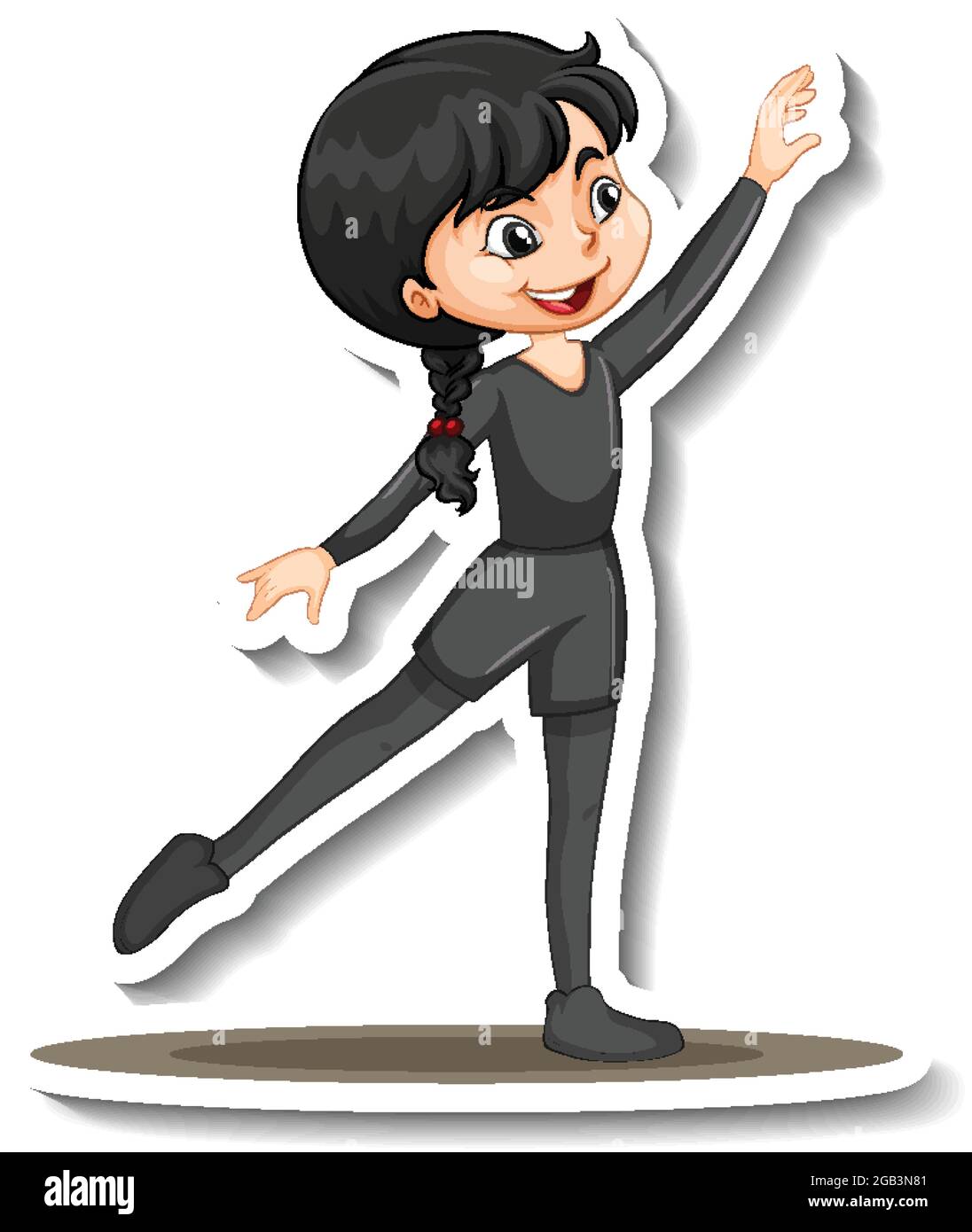 Cartoon character sticker with a girl dance ballet illustration Stock ...