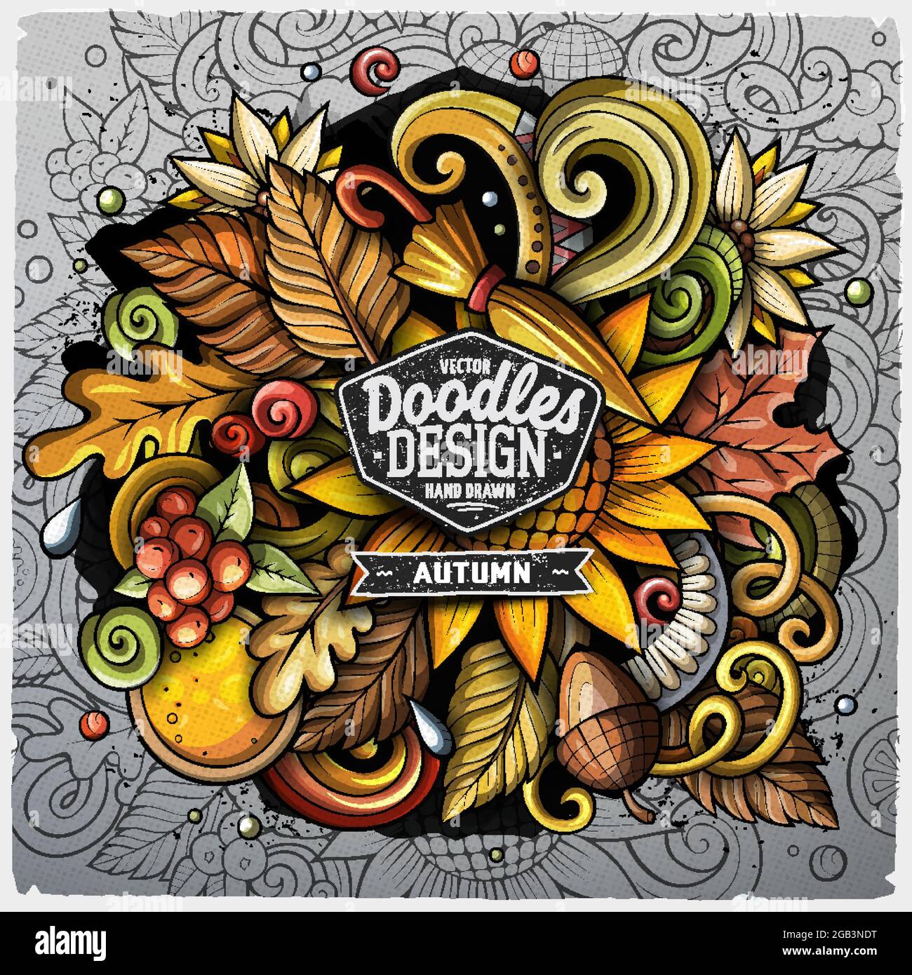 Cartoon vector doodles Autumn illustration Stock Vector Image & Art - Alamy