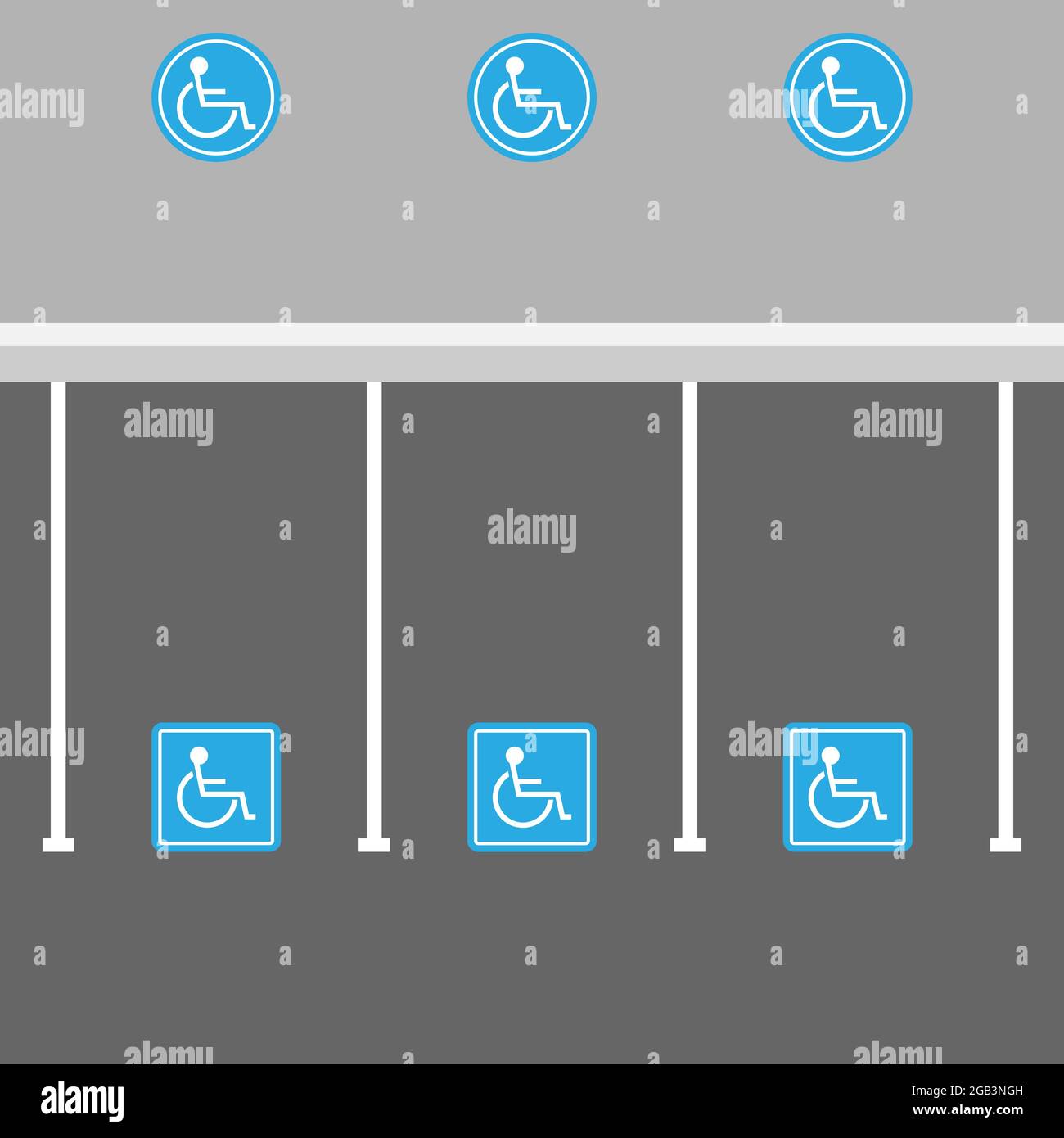Disabled Parking Background. Wheelchair Blue Sign. Handicapped Icon Set ...