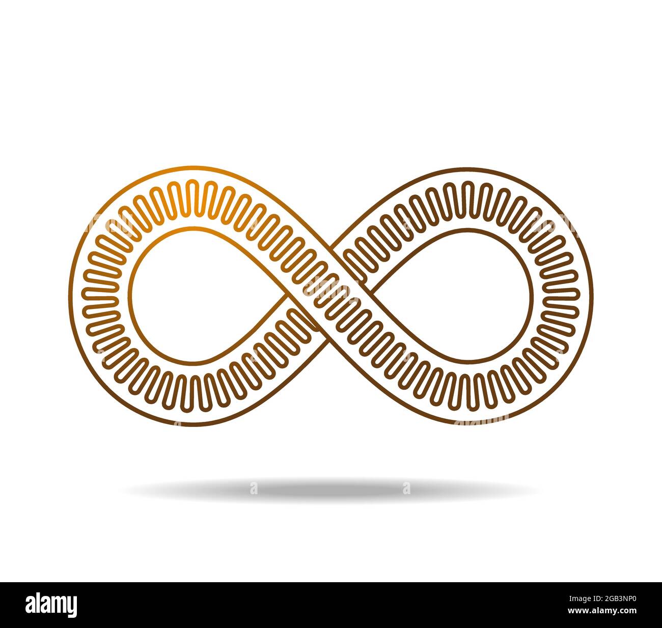 Golden Mobius Loop Made Of Three Lines Inner One Undulating Sign Of