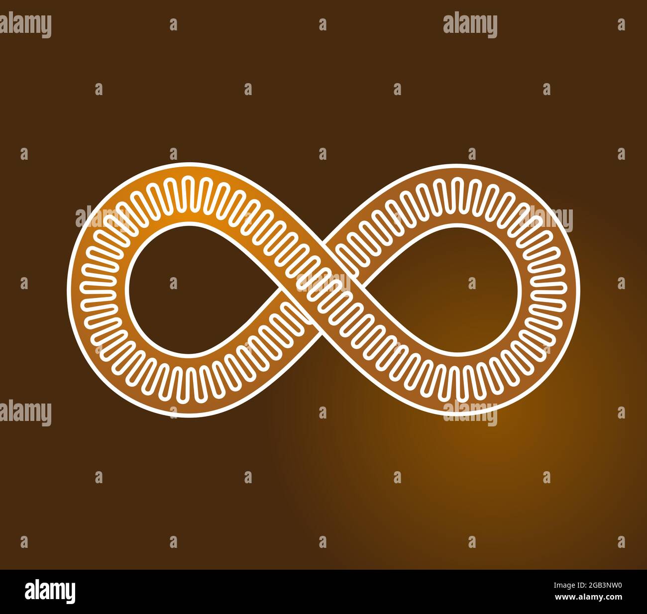 Mobius Loop Made Of Three Lines Inner One Undulating On Dark