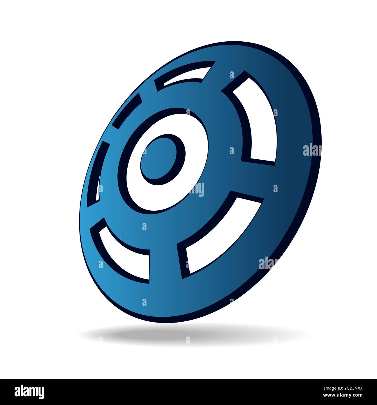 Round shield with blue and white rings and a shadow Stock Vector Image ...