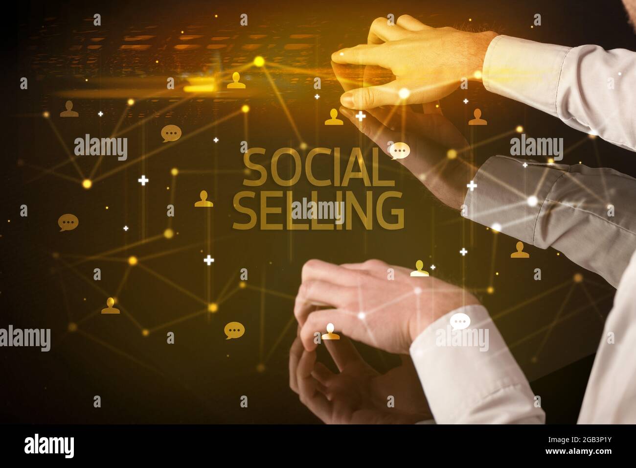 Navigating social networking with social icons Stock Photo - Alamy