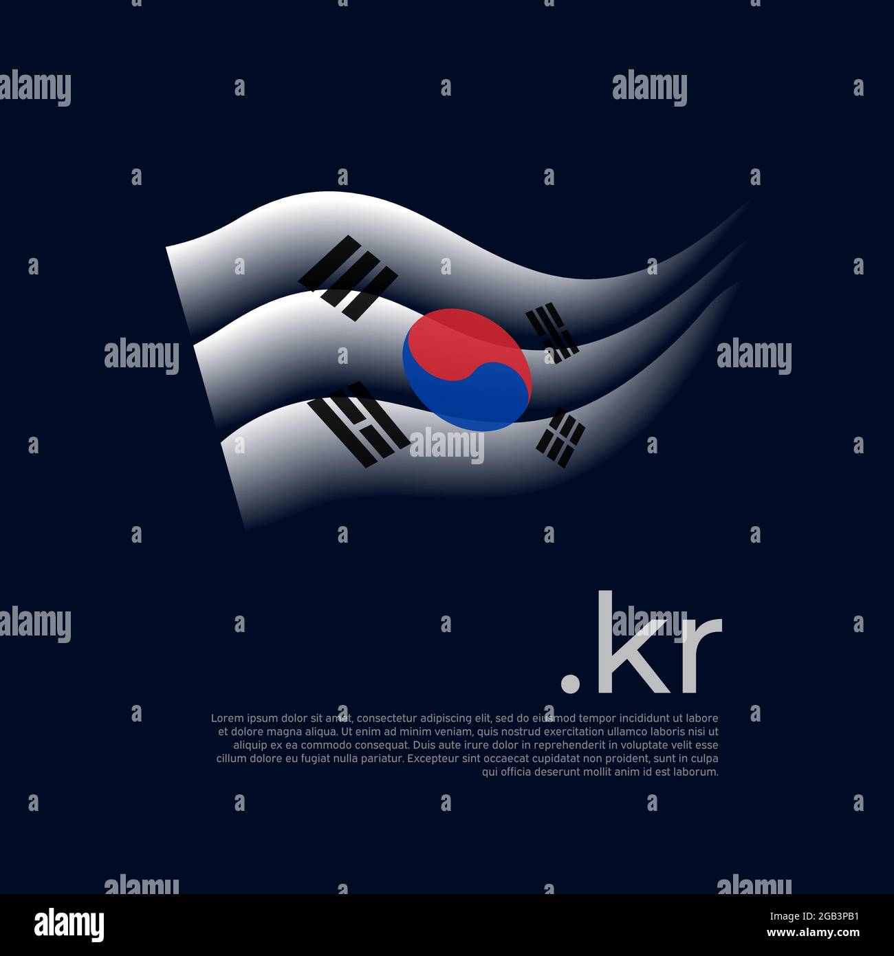 South Korea flag. Stripes colors of the south korean flag on a dark ...
