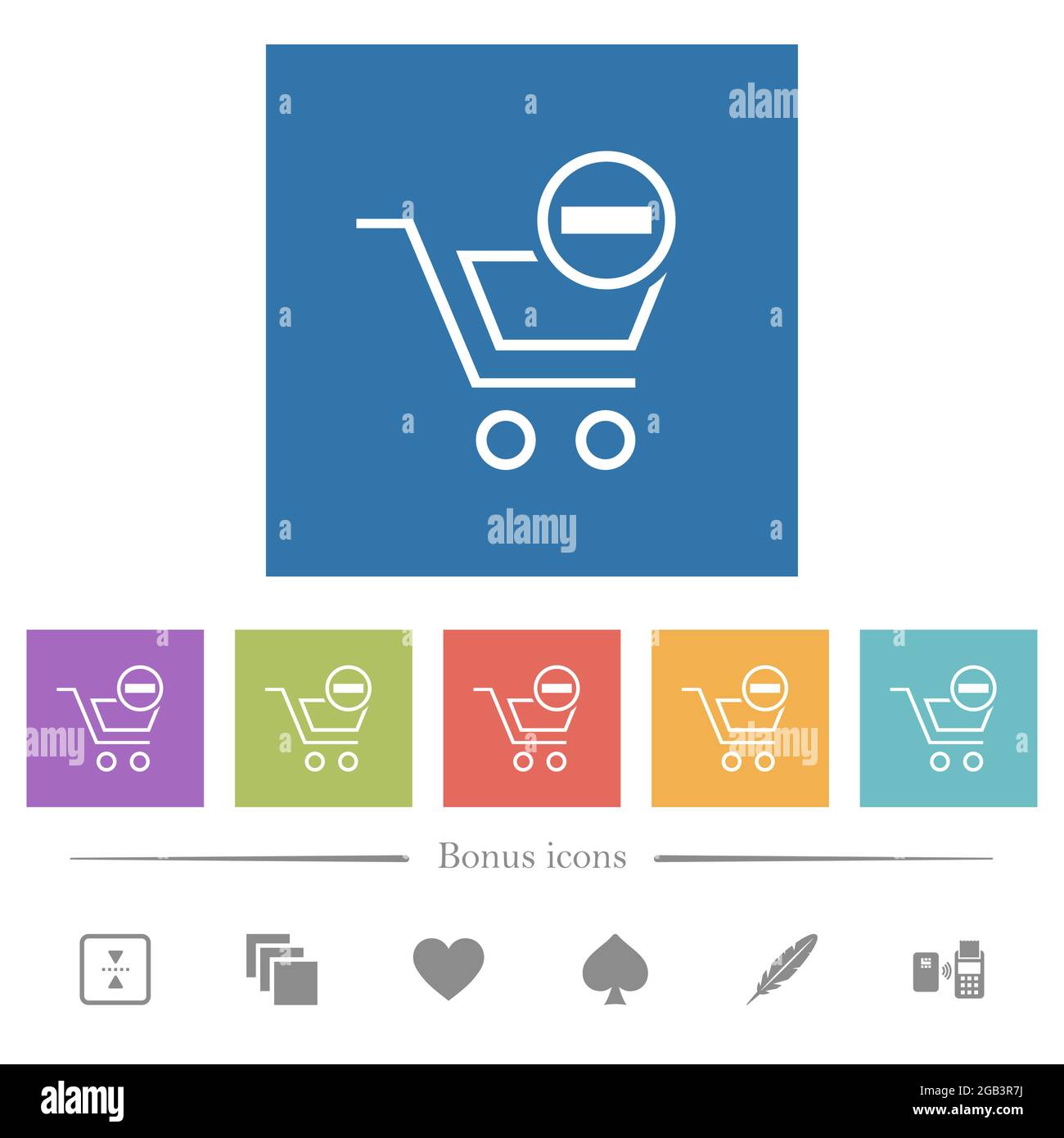 Remove cart item flat white icons in square backgrounds. 6 bonus icons ...