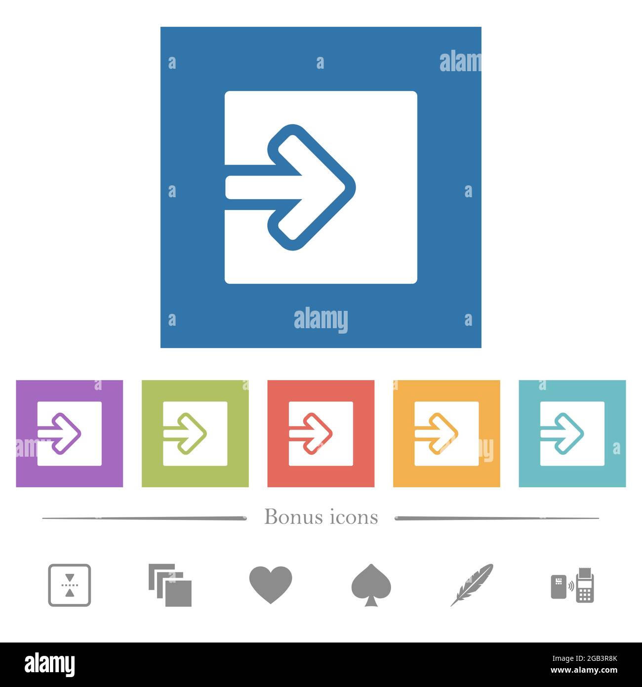 Import object flat white icons in square backgrounds. 6 bonus icons ...