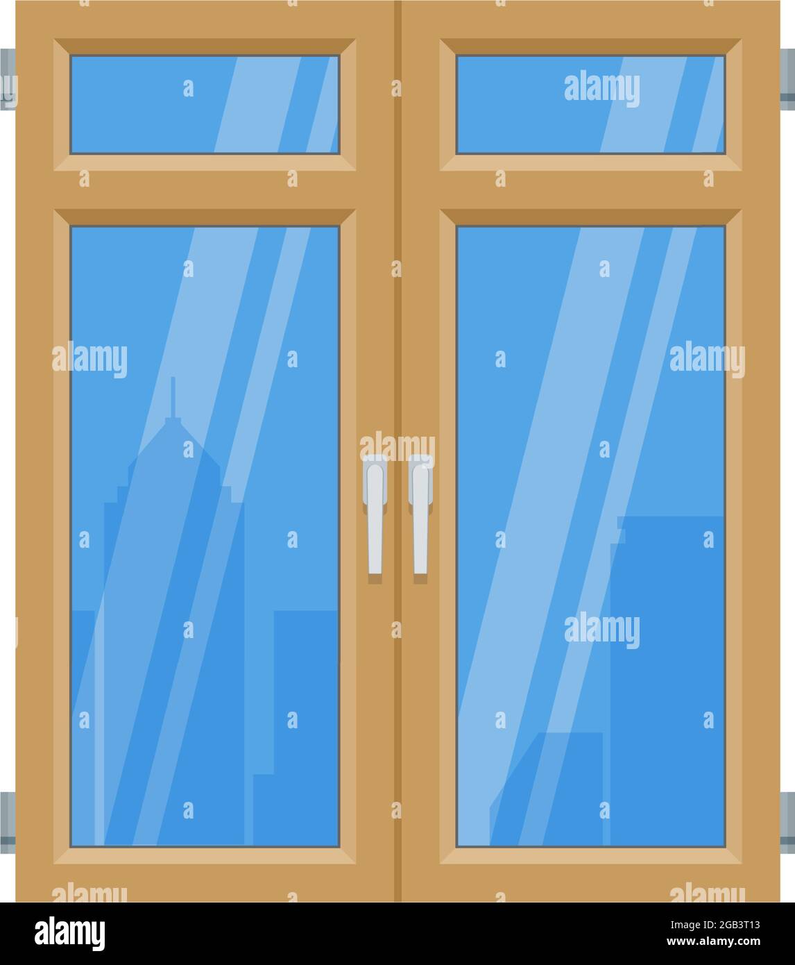 Vector window outside with skyscrapers building reflection Stock Vector ...