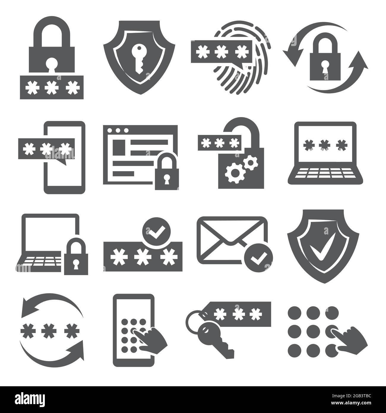 Password icons set on white background Stock Vector Image & Art - Alamy