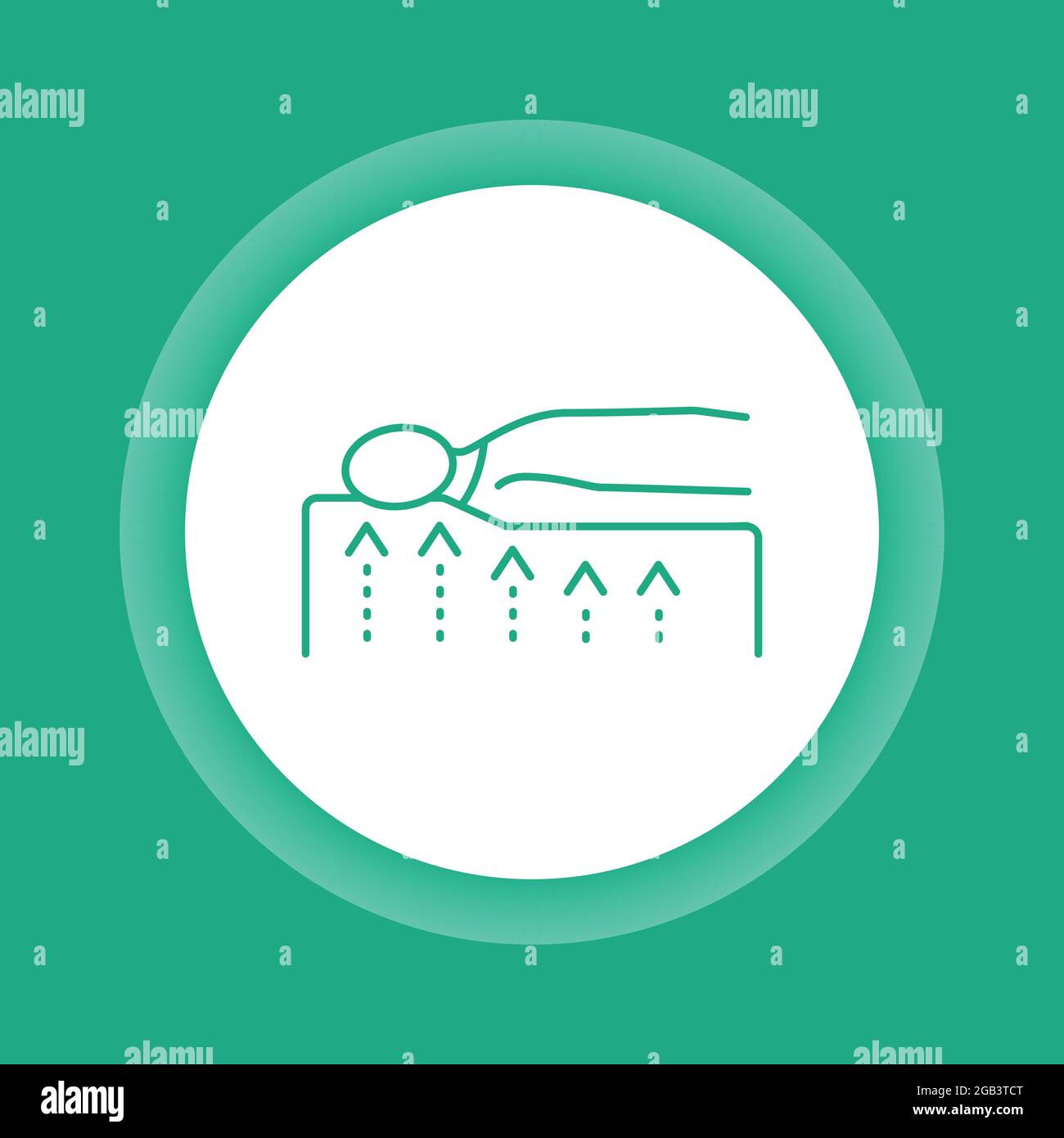 Orthopedic memory foam mattress color button icon. Correct sleeping ...