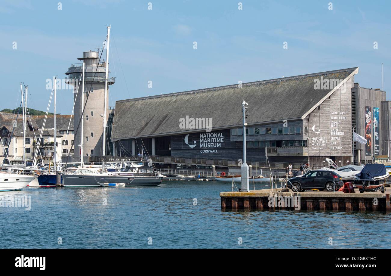 Falmouth, Cornwall, England, UK. 2021. Exterior view of the National Maritime Museum on the ...