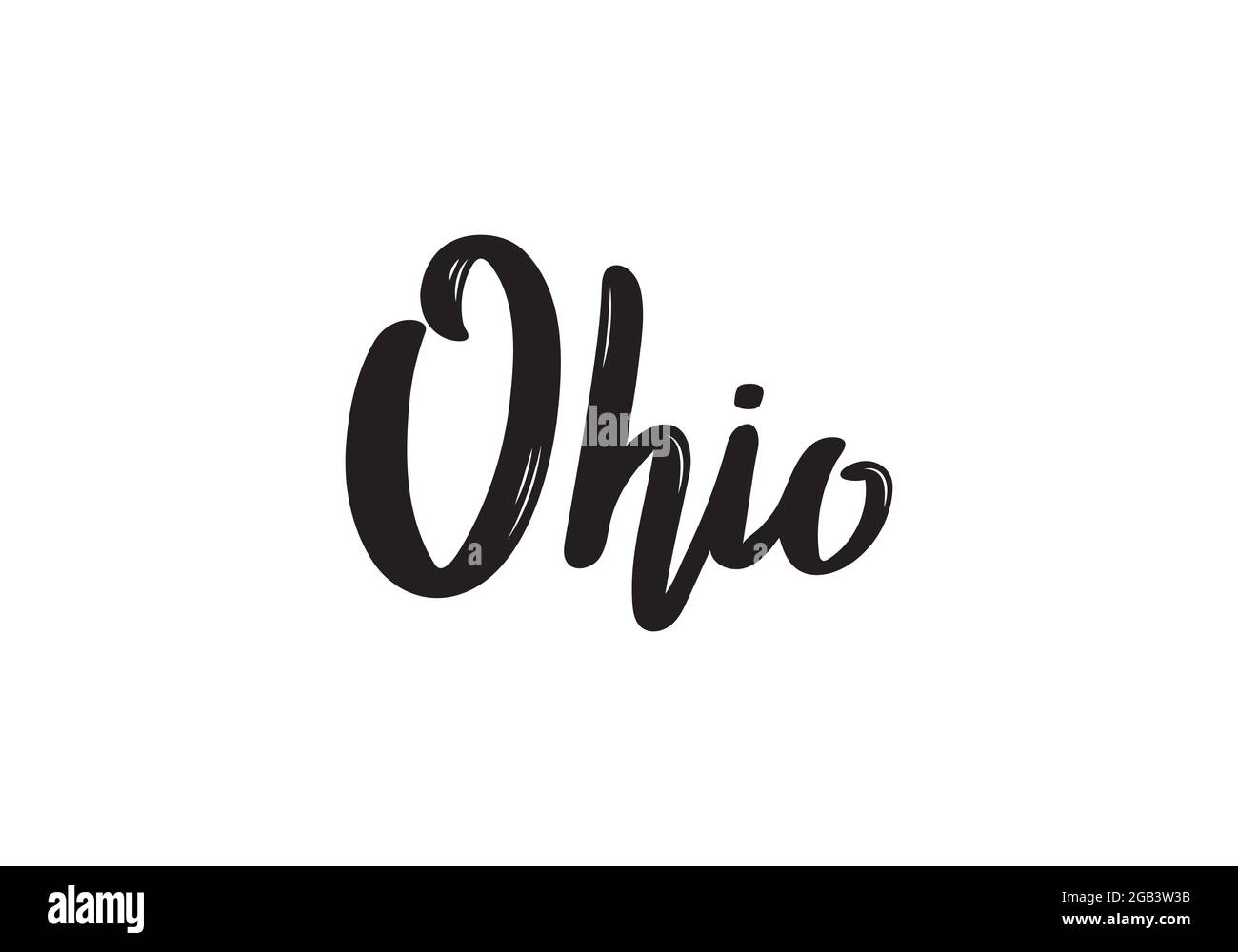 Ohio - hand drawn lettering name of USA state. Handwritten inscription ...