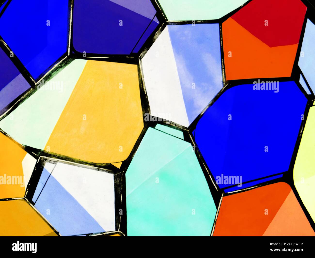Multi coloured multi faceted diagonal window shapes Stock Photo - Alamy