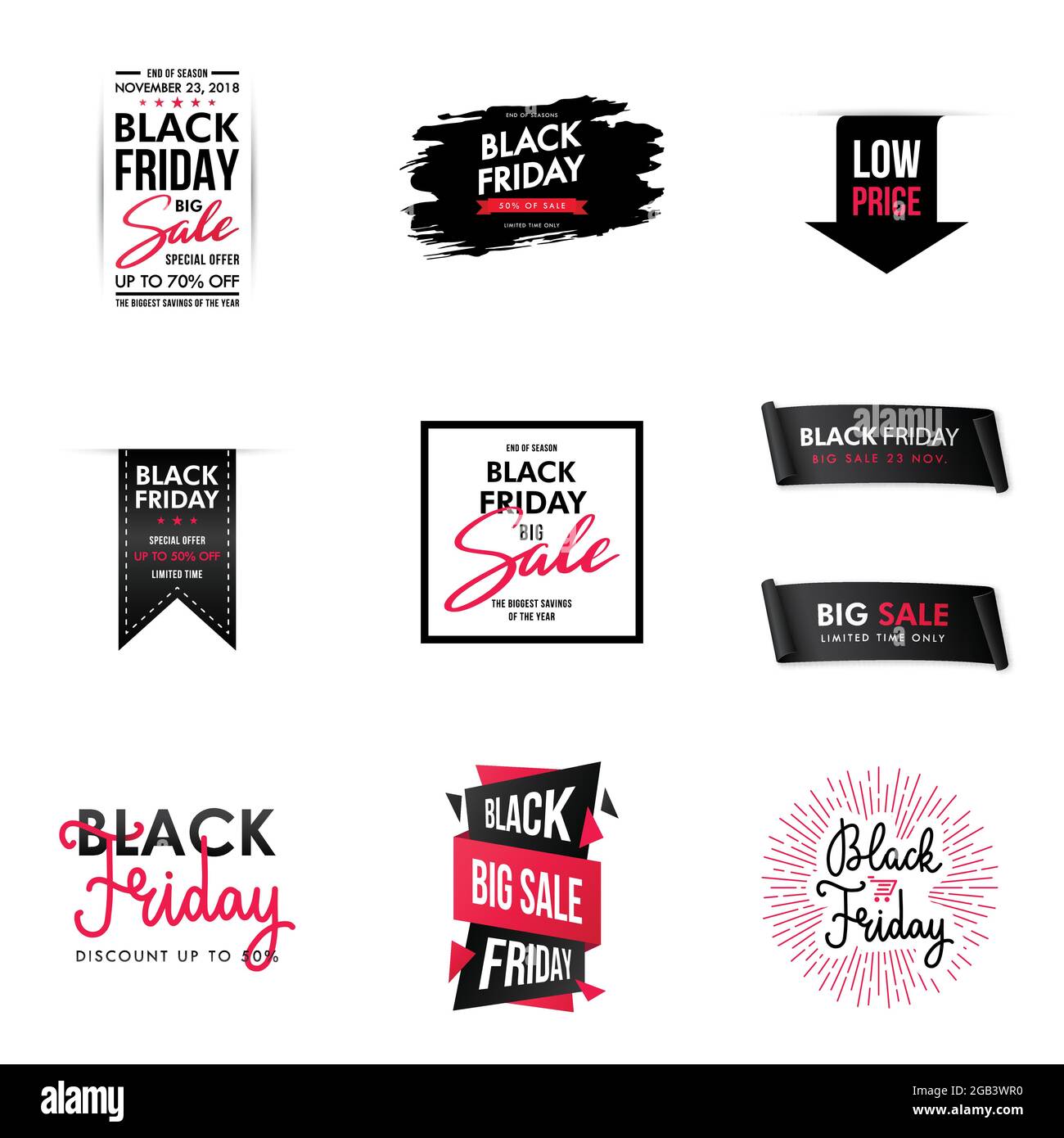 Sale banner design, graphic element and lettering. Big set of modern ...