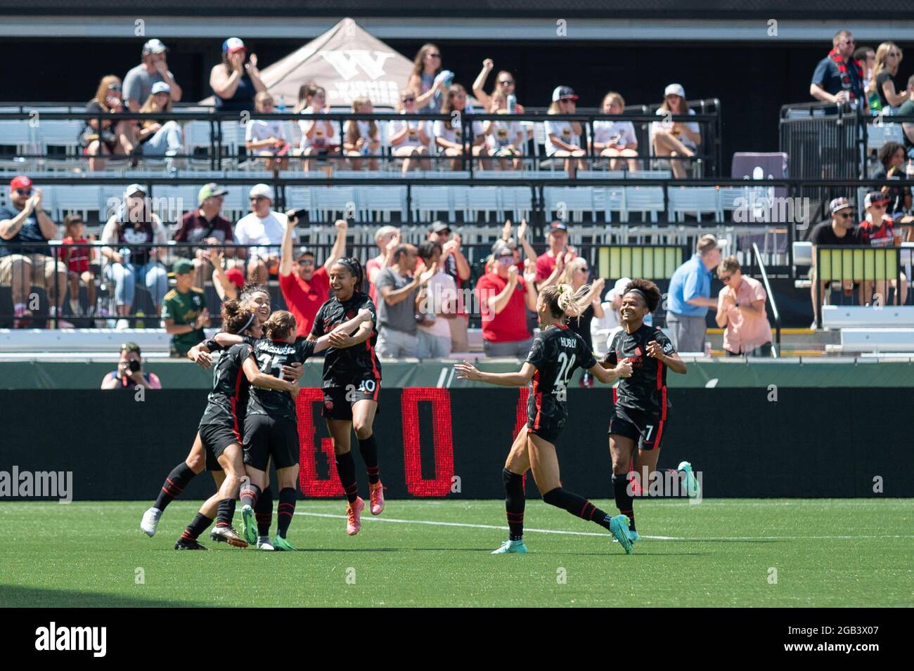 Portlad Thorns team celebrates goal during the National Women's Soccer ...