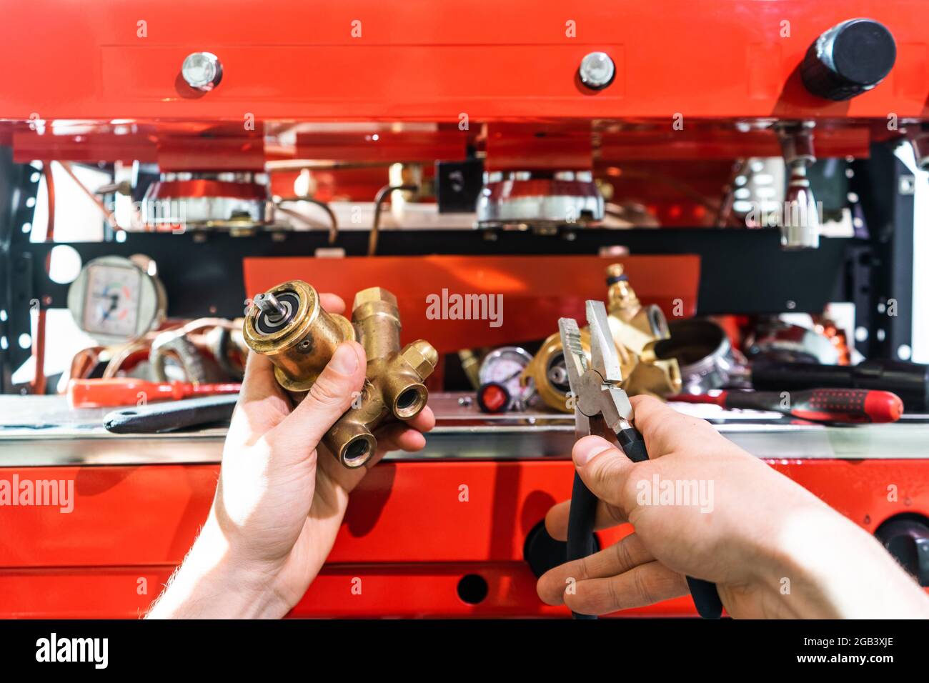 repair of the coffee machine photo. disassembled coffee machine Stock ...