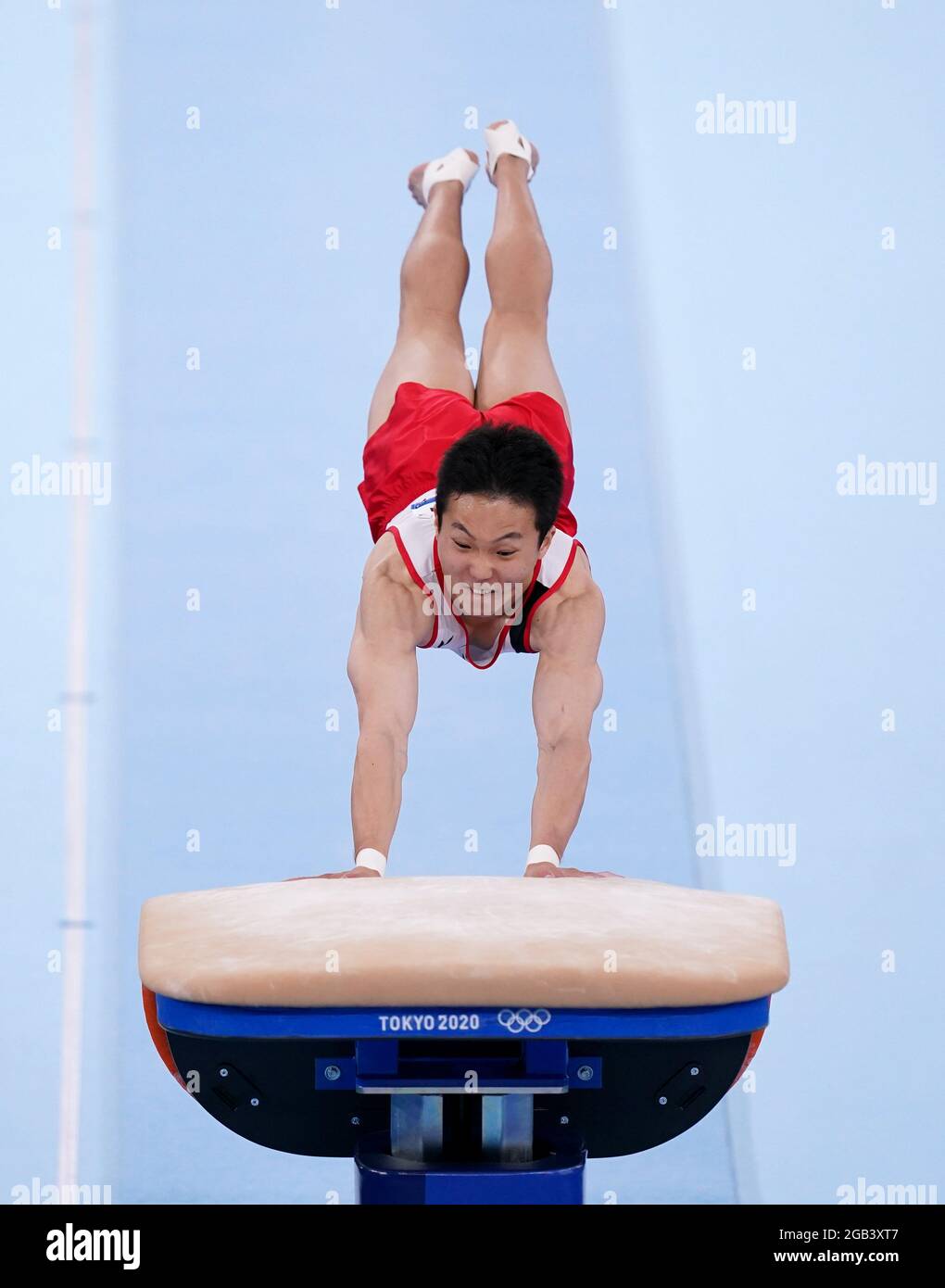 Republic of Korea's Jeahwan Shin in the Men's Vault at Ariake Gymnastic ...