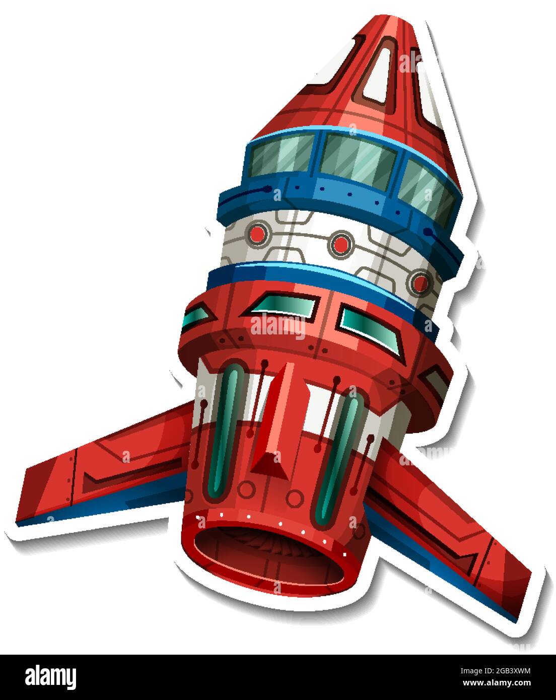 A sticker template with Rocket Space Cartoon isolated illustration ...