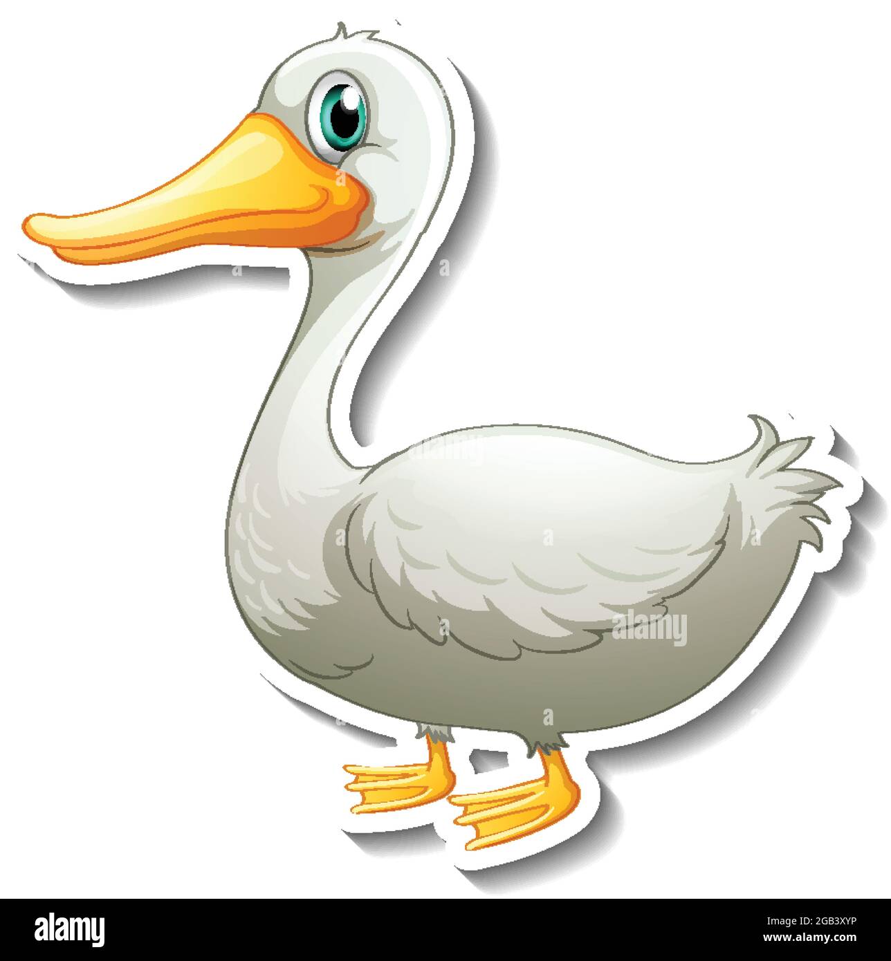 Sticker design with cute duck cartoon character illustration Stock ...