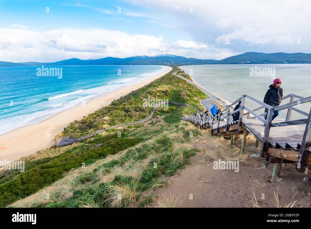 Bruny Island Neck, an isthmus of sand, joins the northern and southern ...