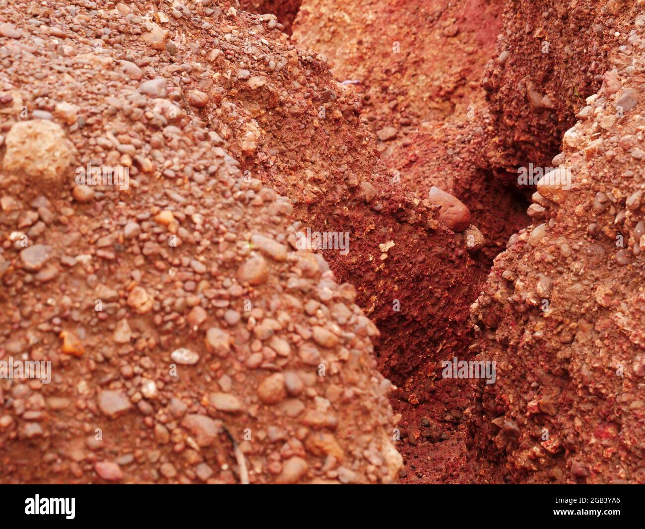 Stone field pattern created during raining water, Nature soil ...