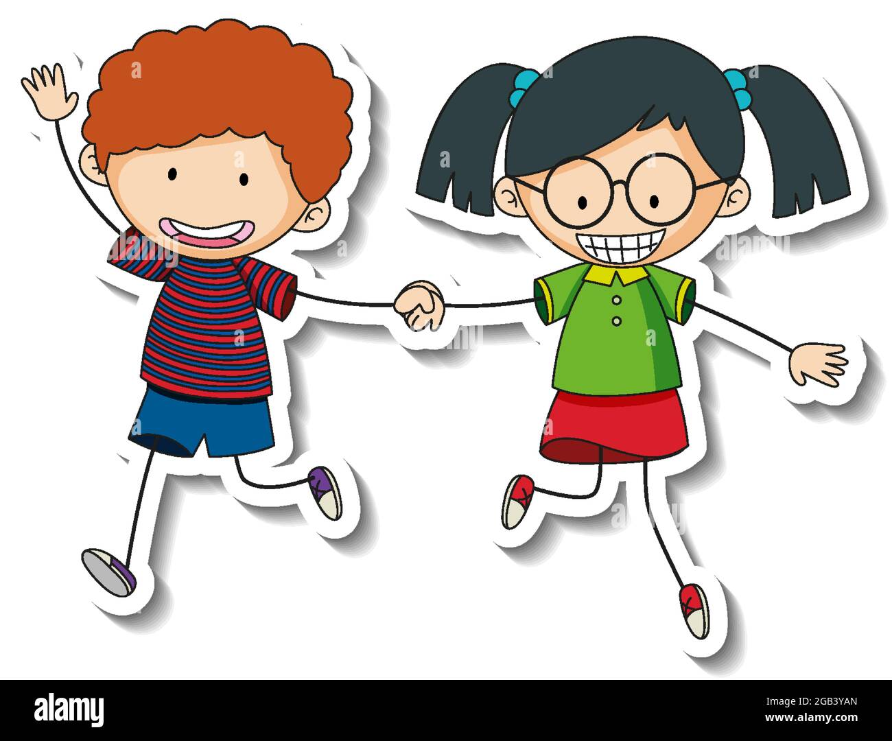 Sticker template with a happy kids cartoon character isolated ...