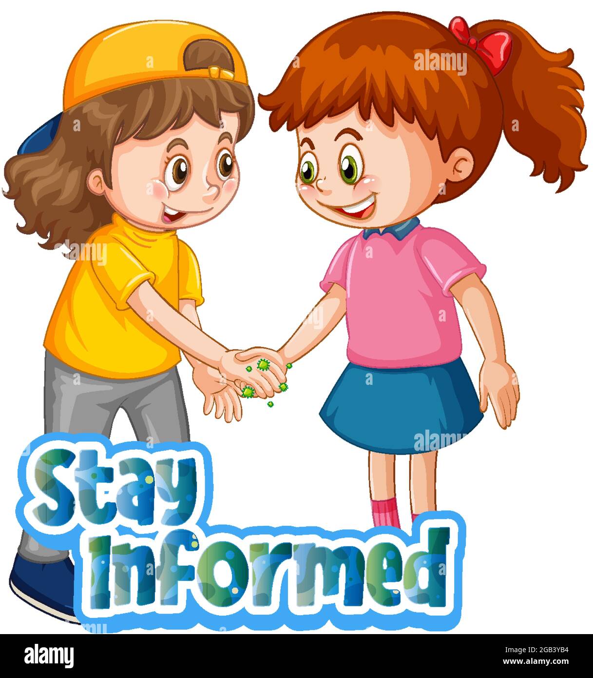 Two kids cartoon character do not keep social distance with Stay ...