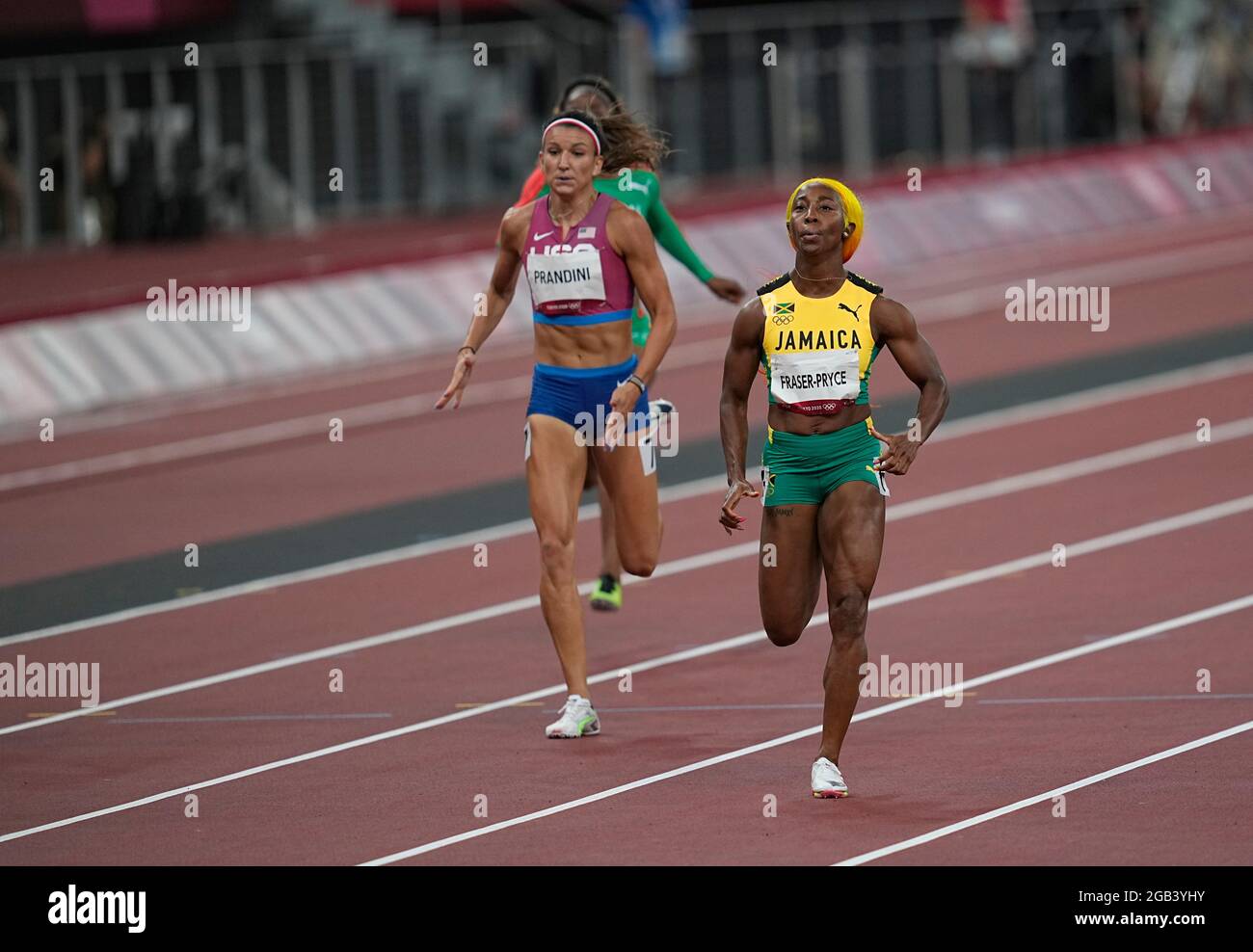 August 2, 2021: Shelly-Ann Fraser-Pryce during 200 meter for women at ...