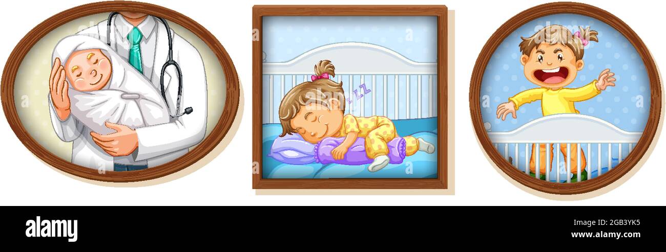 Set of girl picture growing up illustration Stock Vector Image & Art ...