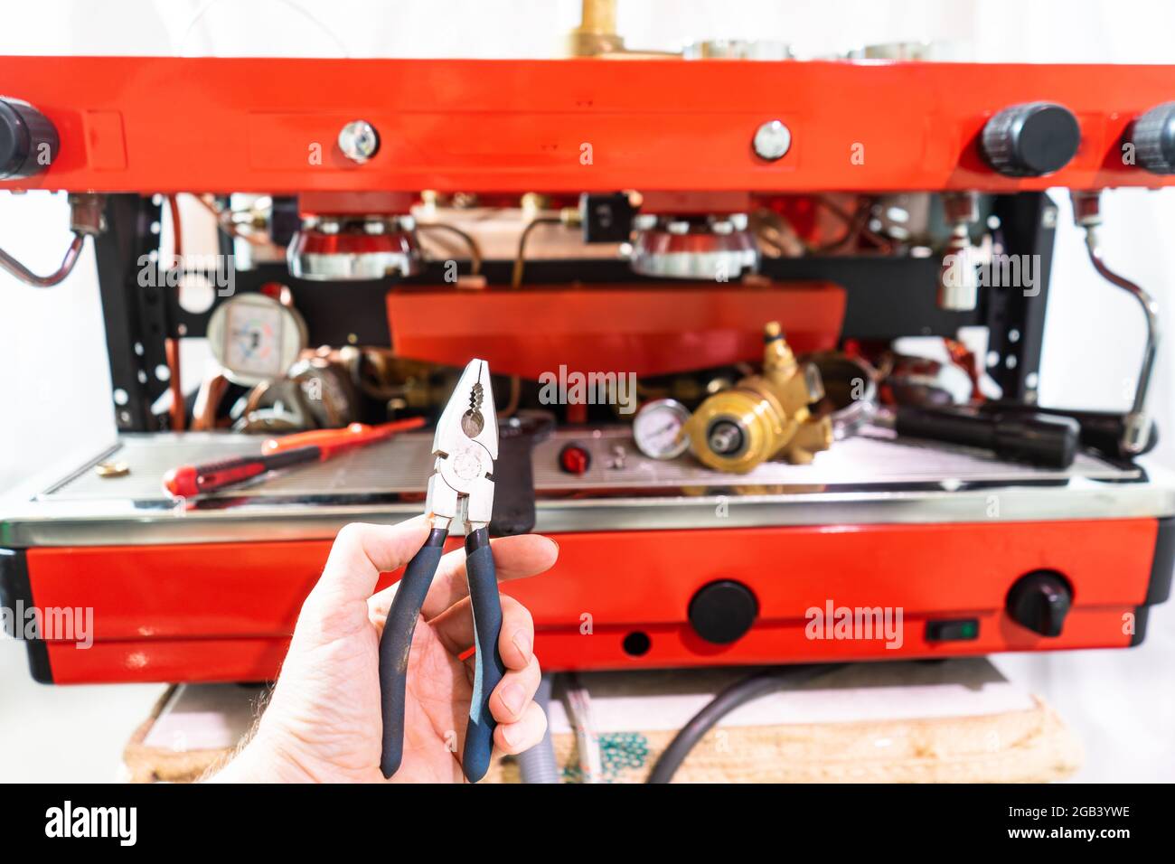 repair of the coffee machine photo. disassembled coffee machine Stock ...