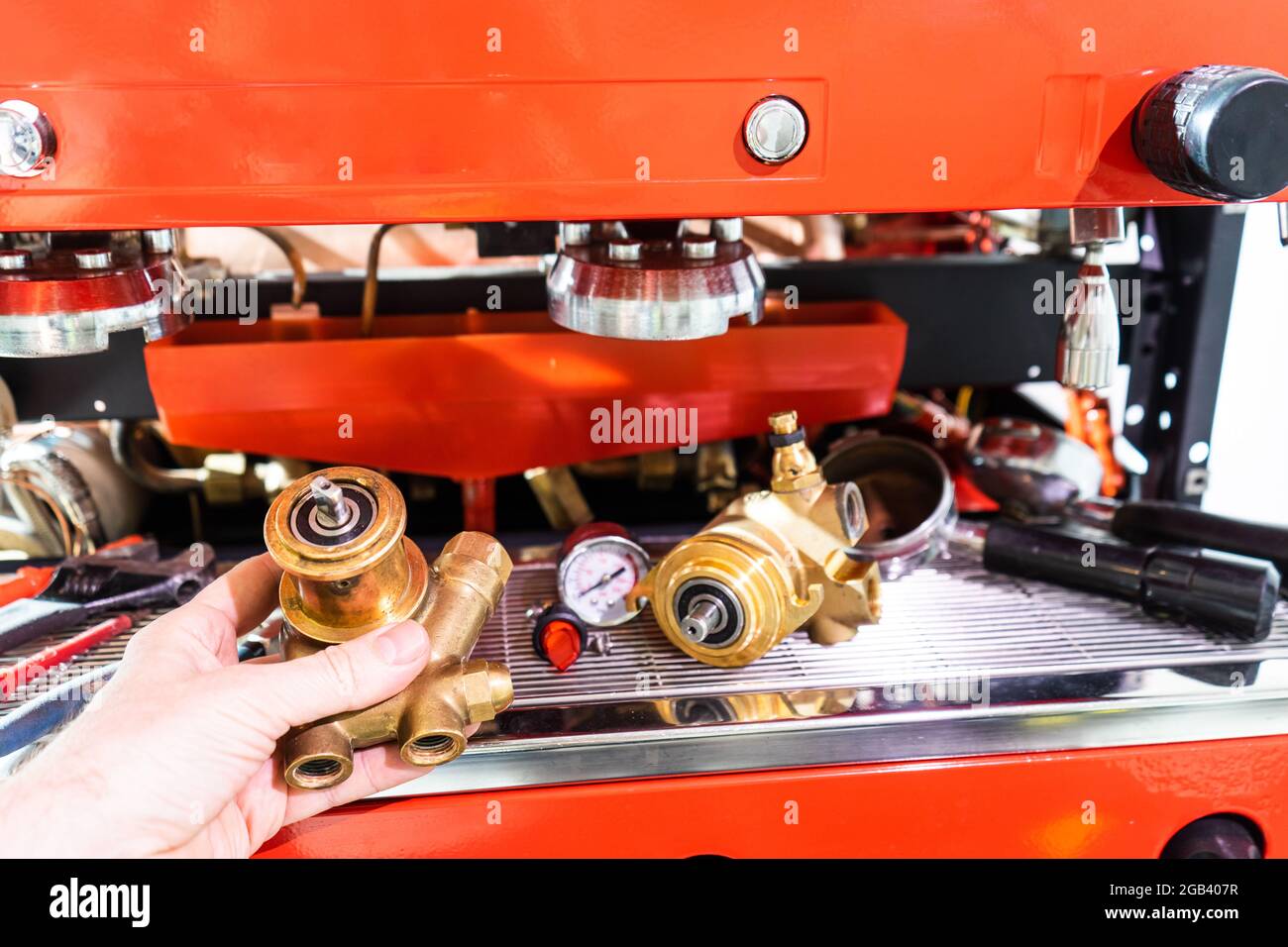 repair of the coffee machine photo. disassembled coffee machine Stock ...