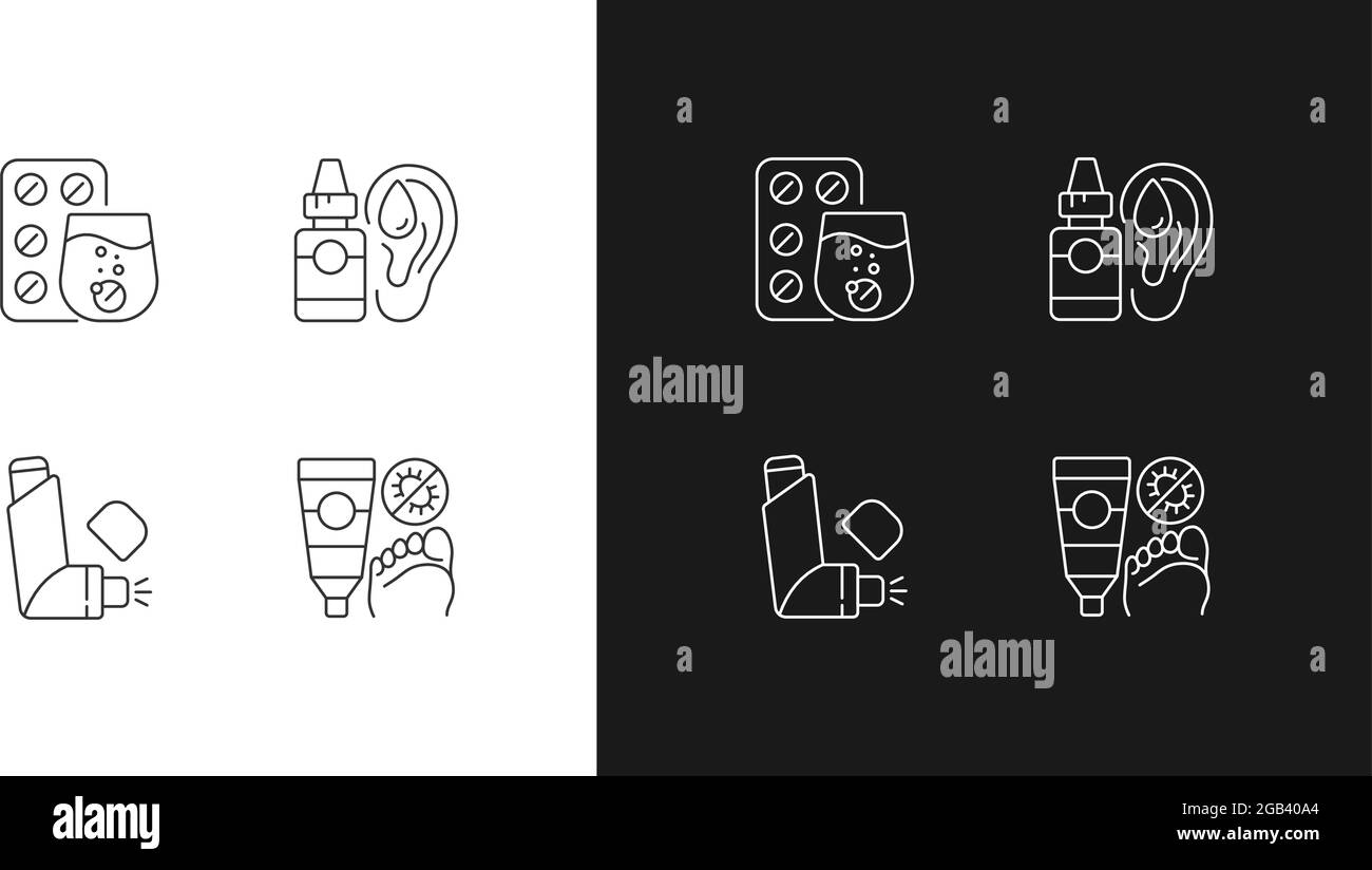 Improving disease symptoms linear icons set for dark and light mode ...