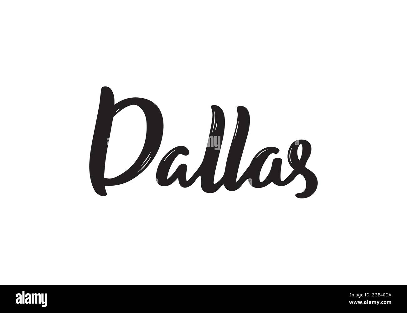 Dallas - hand drawn lettering name of USA city. Handwritten inscription ...
