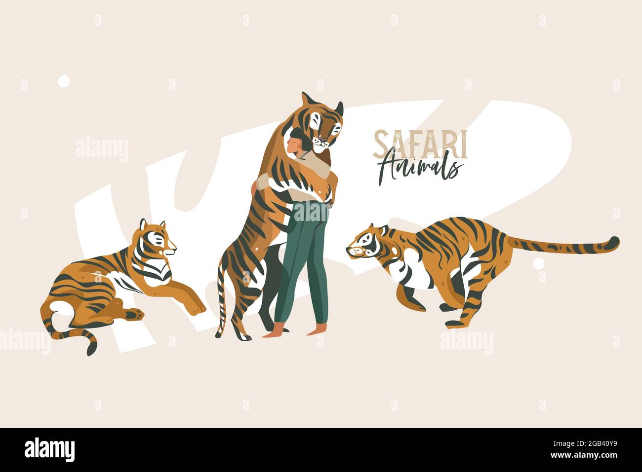 Hand drawn vector stock abstract flat graphic illustration with African ...