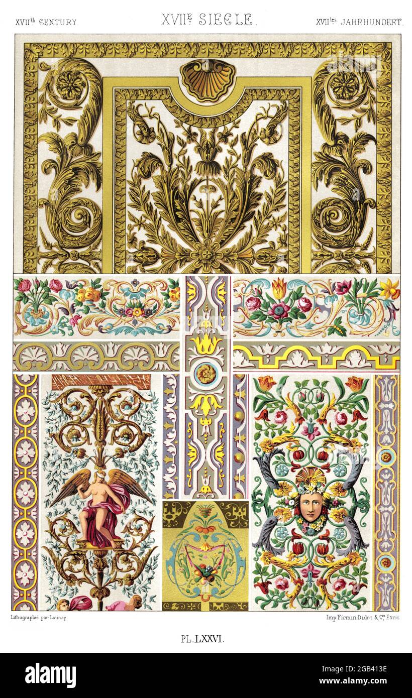17th. Century - Period of Louis XIII - Panel of Gilt Leather with ...