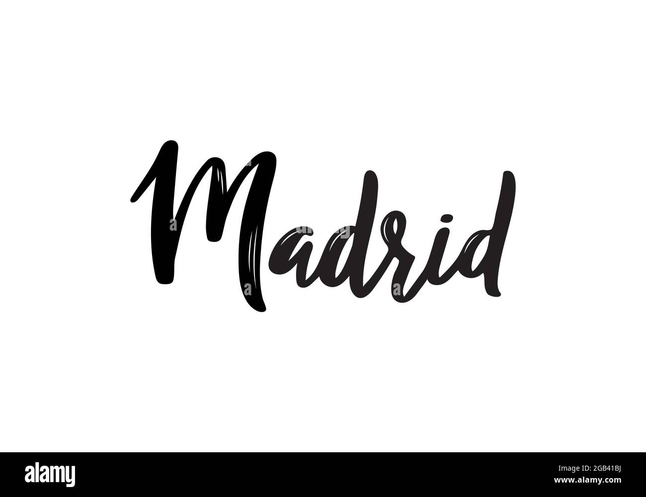 Madrid - hand drawn lettering name of Spain capital. Handwritten ...