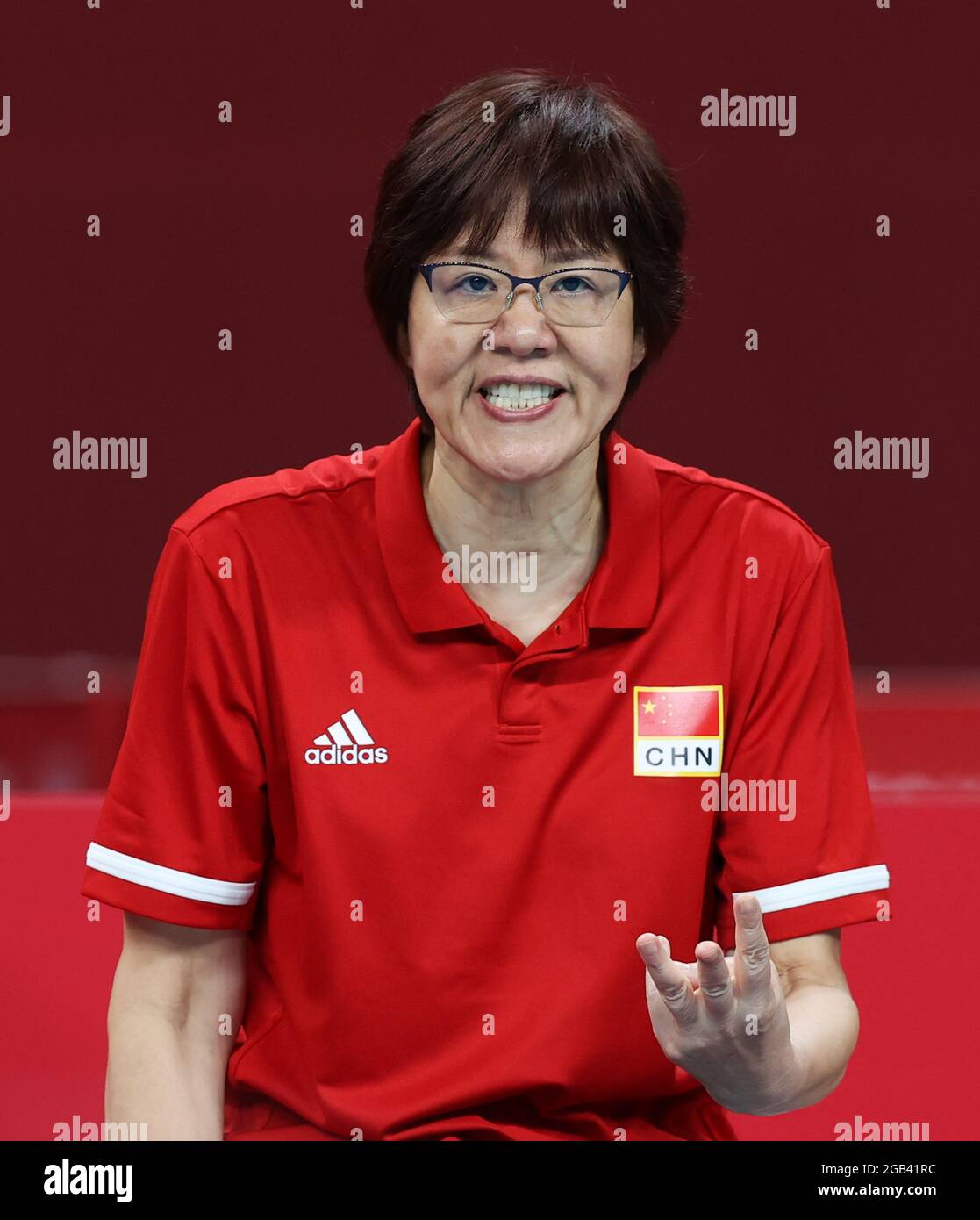 Tokyo, Japan. 2nd Aug, 2021. Lang Ping, head coach of China, reacts ...