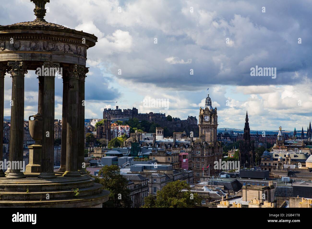 Mausoleum or tomb decorated with rounded columns with a view of the ...