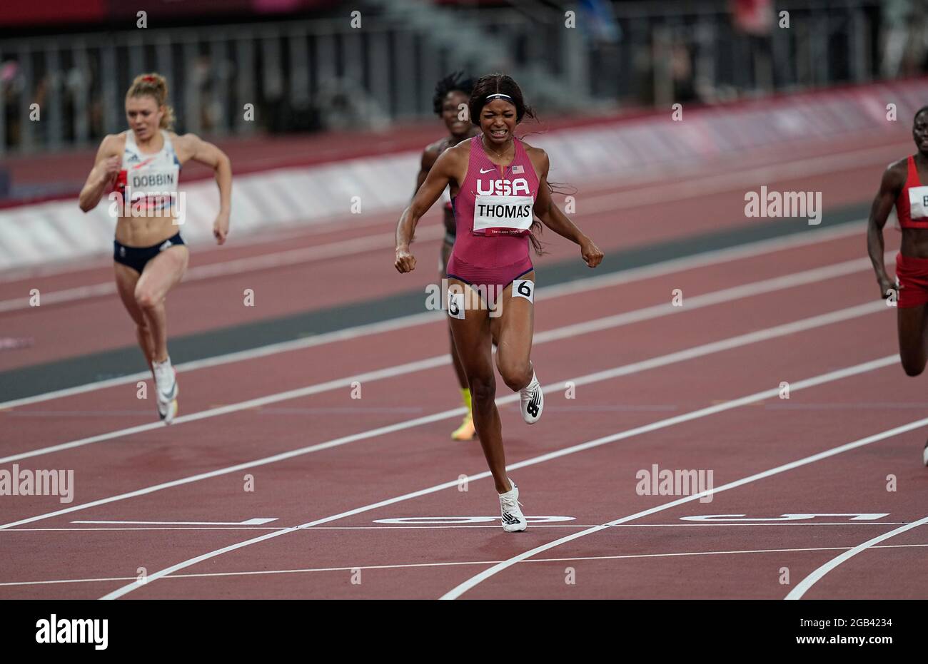 August 2, 2021: Gabrielle Thomas during 200 meter for women at the ...