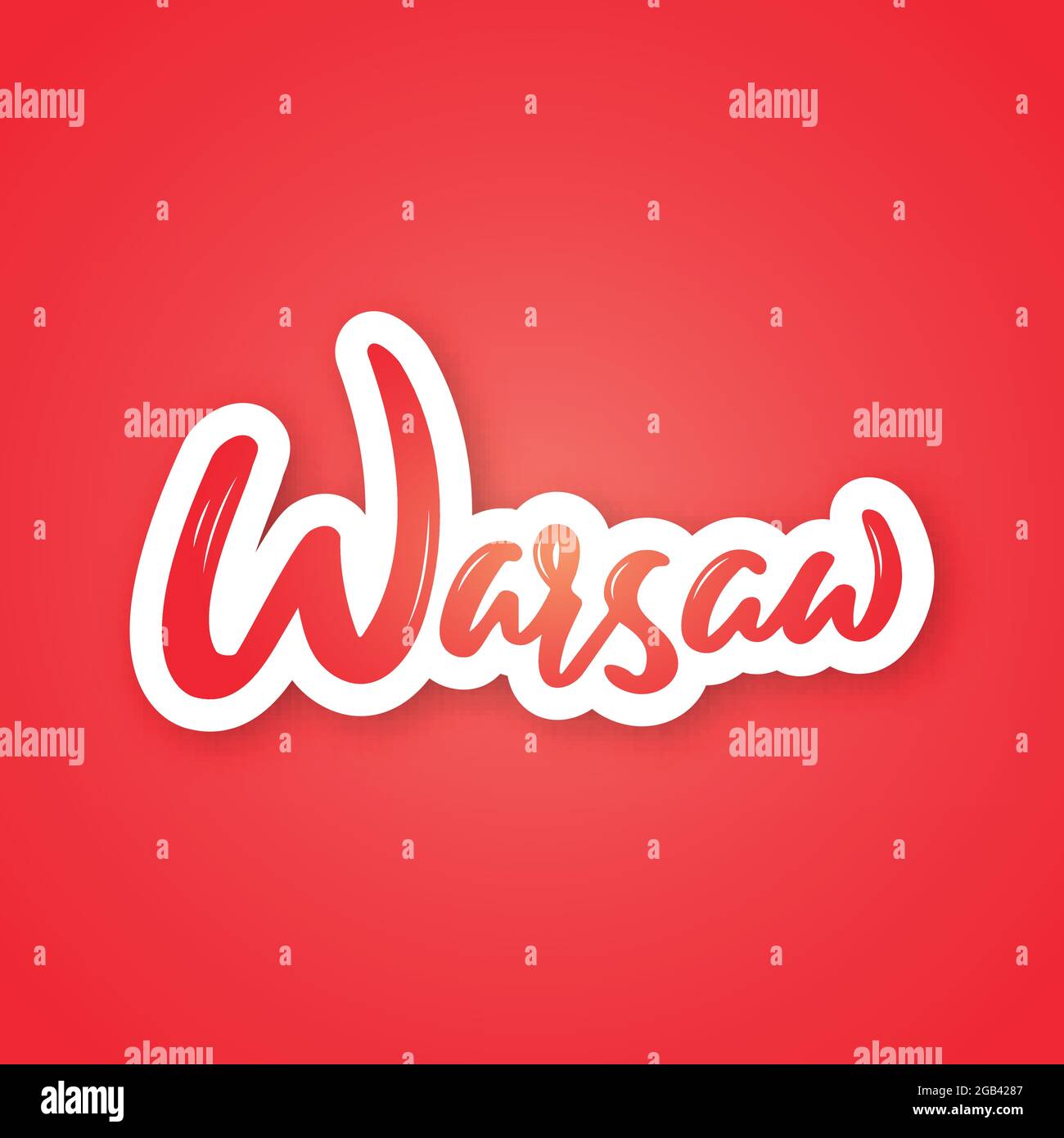 Warsaw - hand drawn lettering name of Poland capital. Sticker with ...