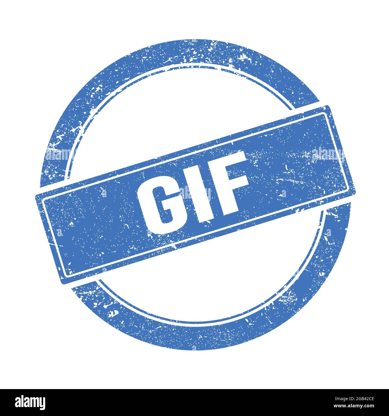 GIF text on blue grungy round vintage stamp Stock Photo - Alamy