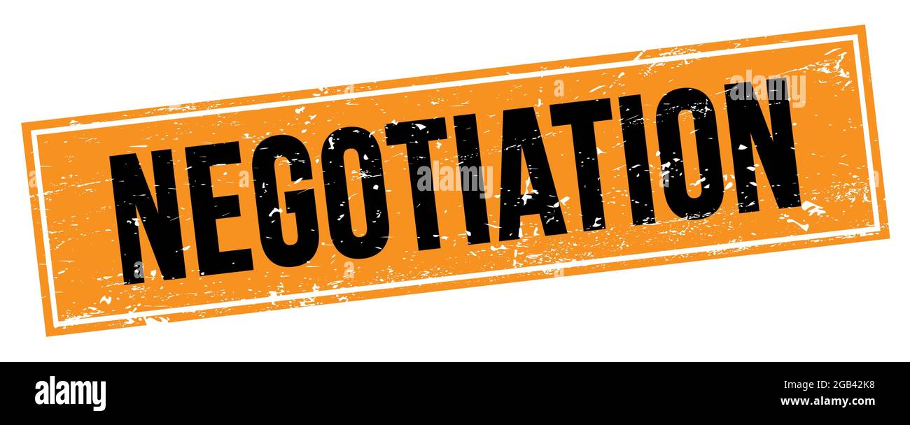 NEGOTIATION text on black orange grungy rectangle stamp sign Stock ...