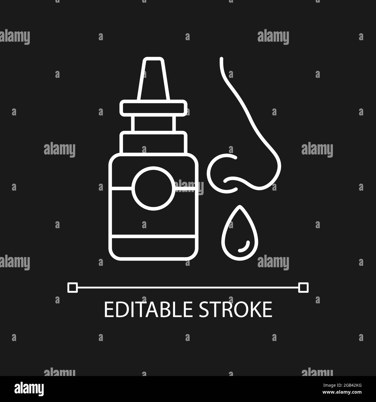 Nasal spray white linear icon for dark theme Stock Vector Image & Art ...