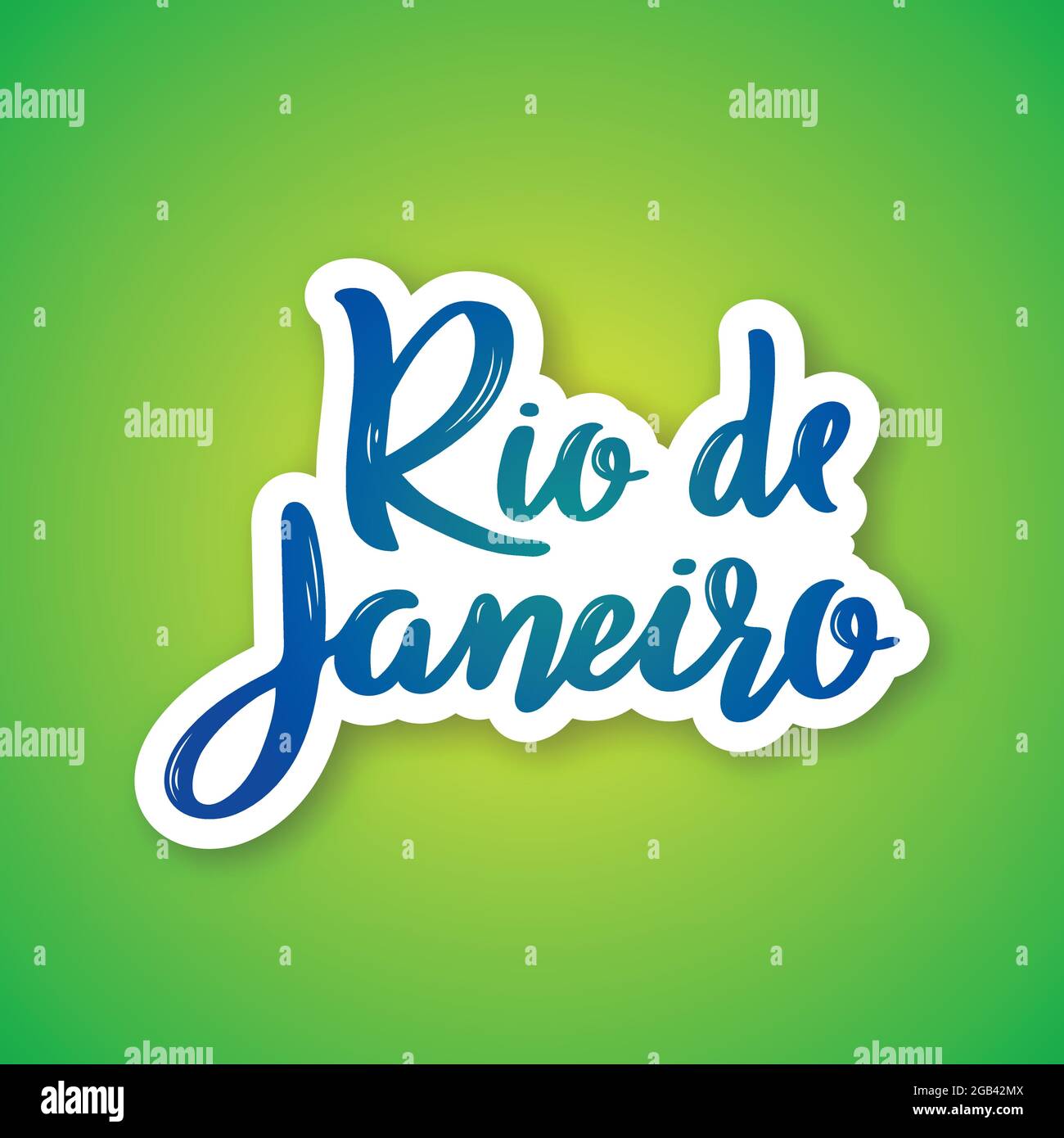 Rio de Janeiro - hand drawn lettering name of Brazil city. Sticker with ...
