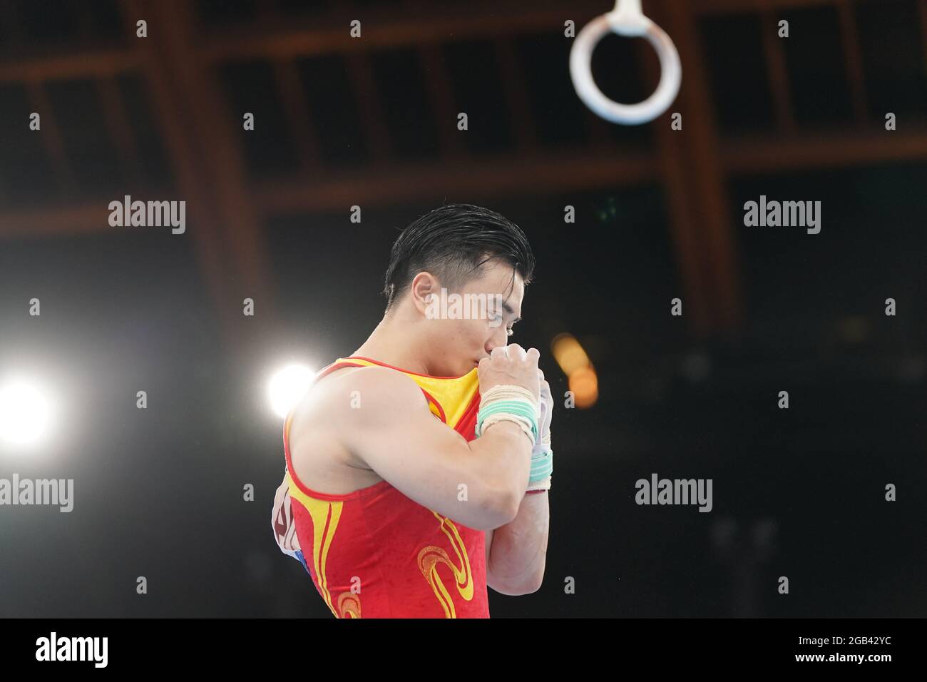 (210802) -- TOKYO, Aug. 2, 2021 (Xinhua) -- Liu Yang of China reacts ...