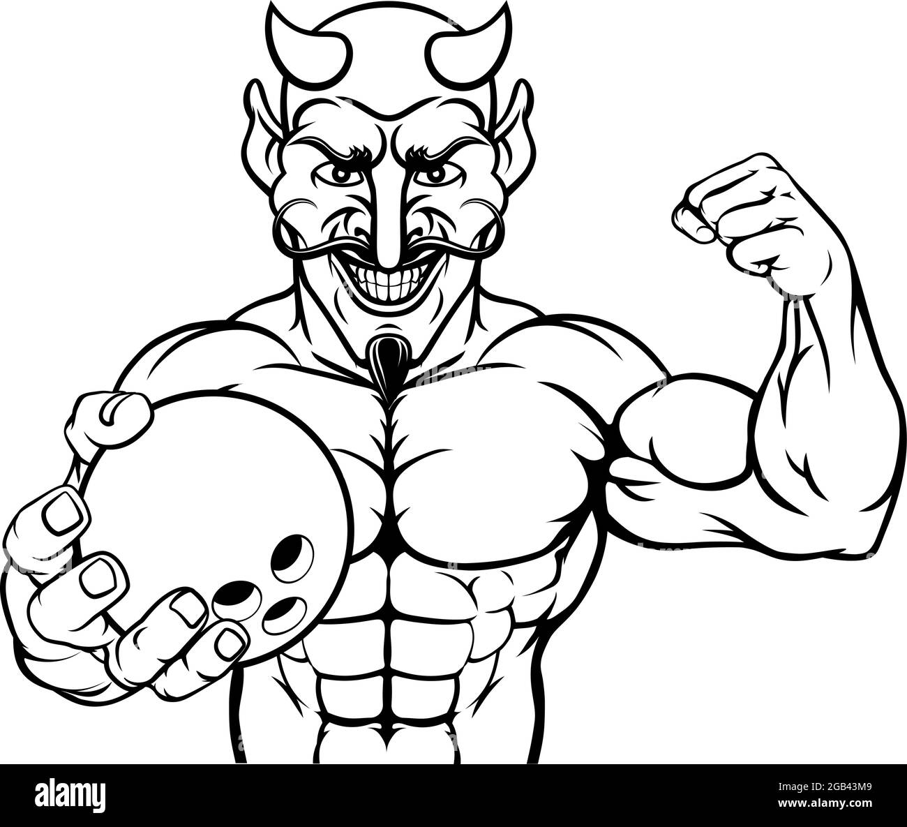 Halloween devil man holding Black and White Stock Photos & Images - Alamy