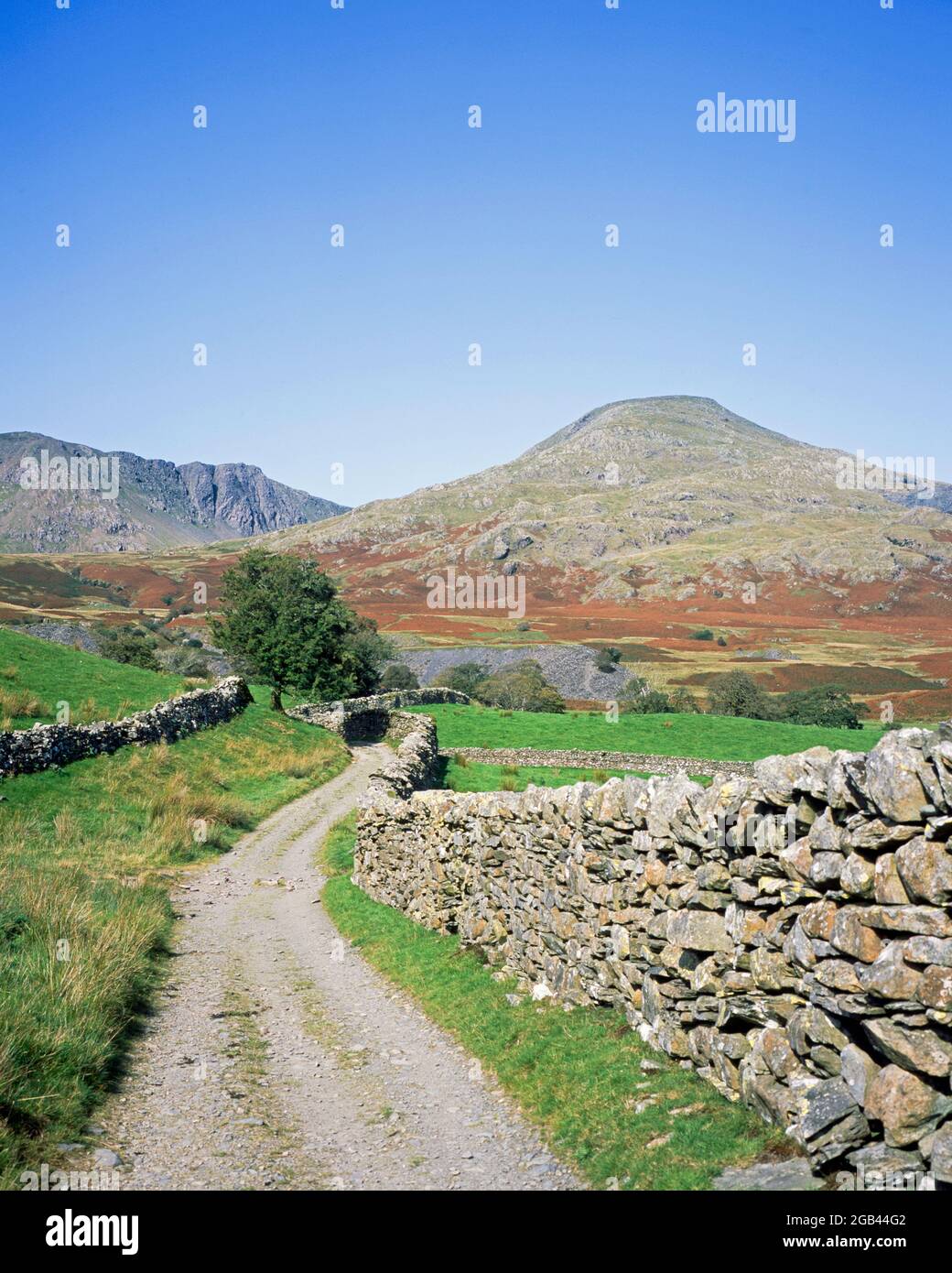 The Old Man of Coniston and Dow Crag viewed from near Torver High ...
