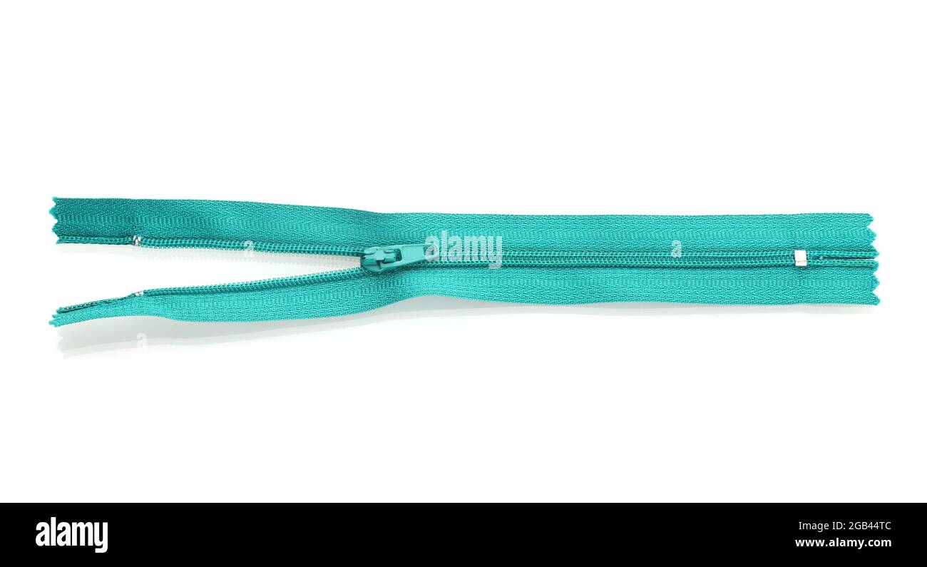 Green zipper isolated on white Stock Photo - Alamy