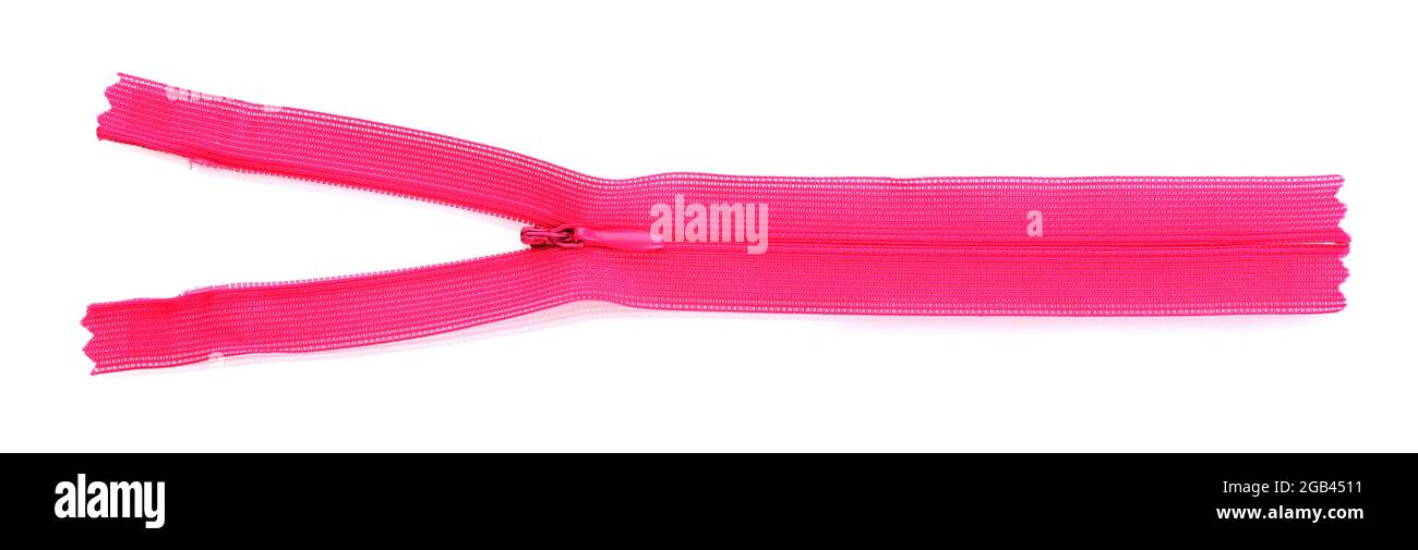 Pink zipper isolated on white Stock Photo - Alamy