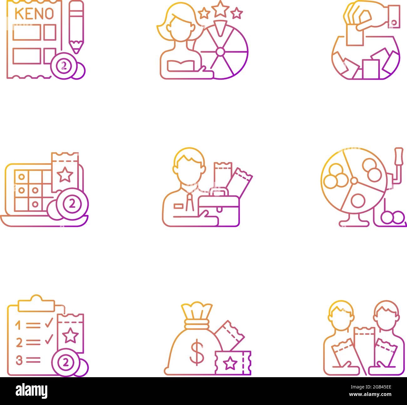 Gambling game types gradient linear vector icons set Stock Vector Image ...